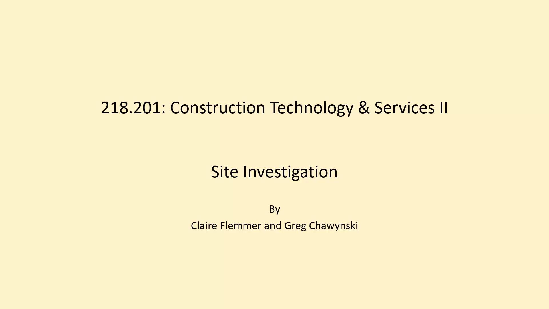 Site Investigation Lecture